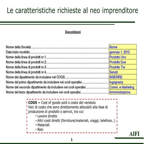 Modello economico finanziario | PPT