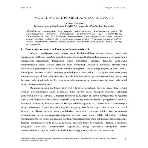 Model model pembelajaran | PDF