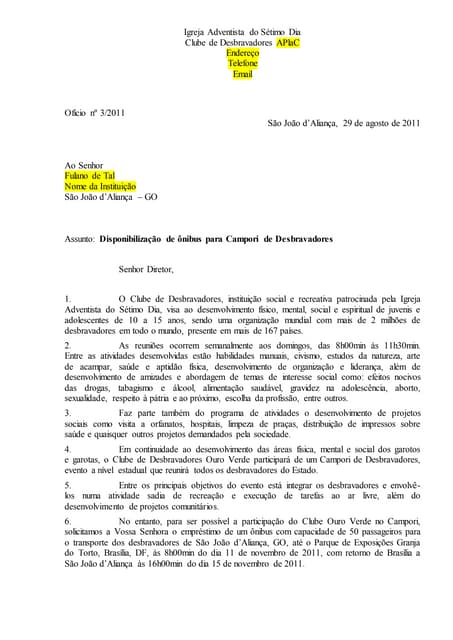 Oficio modelo convite | PDF