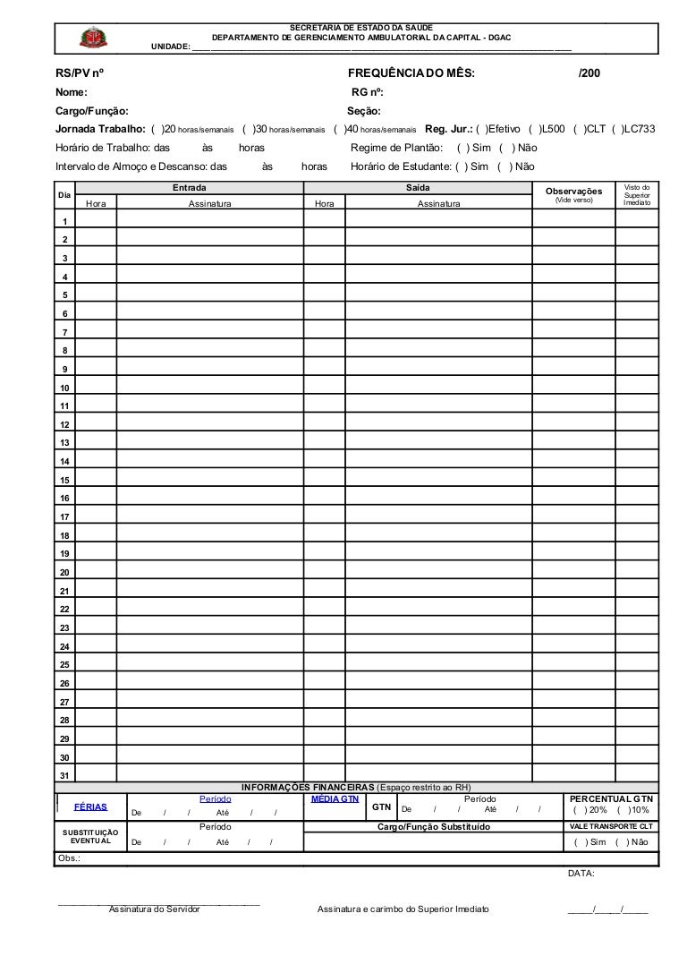 Modelo de Registro de Ponto Frente