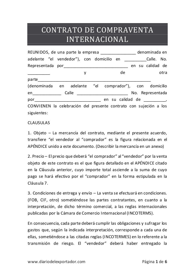 Modelo N° 2: Contrato de compraventa internacional