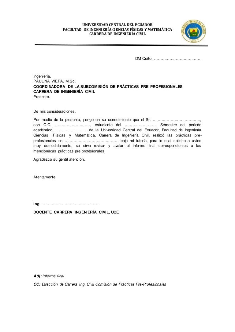 Modelo oficio para revision de informe final-ppp