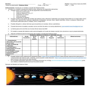 Modelo a escala sistema solar | PDF