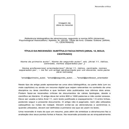 Modelo de artigo de recensao critica | DOC