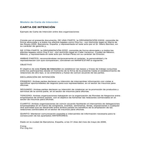 Carta De Intenci N Modelo