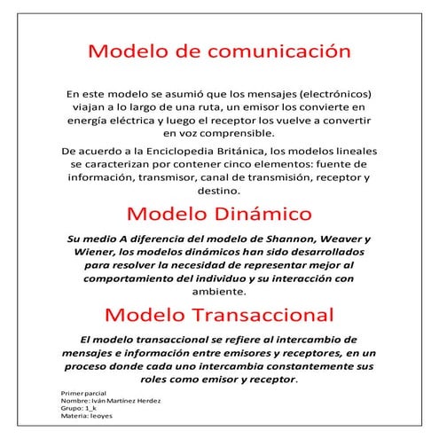 Mapa Mental sobre los modelos de la comunicación | PDF
