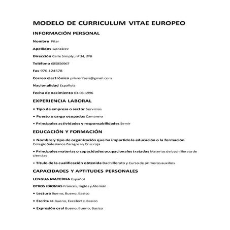 Curriculum vitae europeo | DOCX