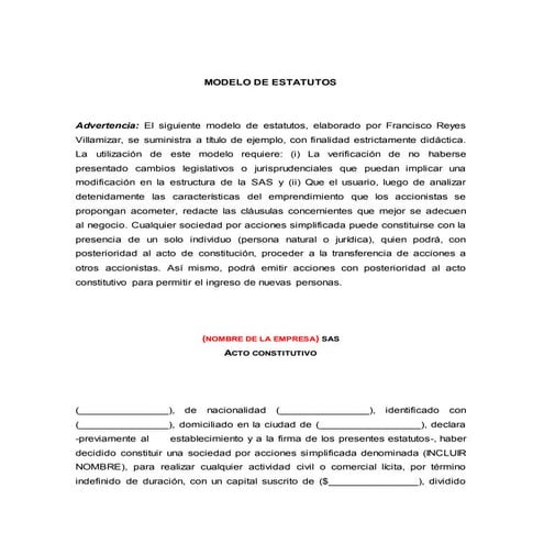 Modelo de estatutos | DOCX