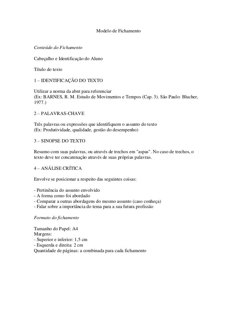 Modelo de fichamento