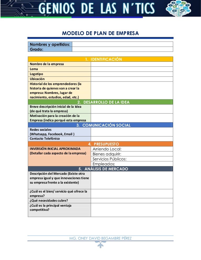 Modelo de plan de empresa