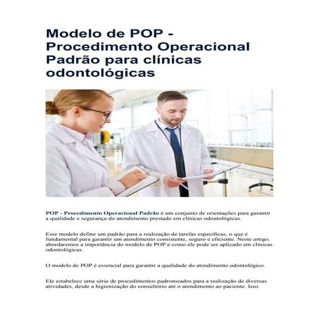 Modelo de POP - Procedimento Operacional Padrao para clinicas ...