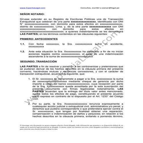 Modelo de transaccin extrajudicial | PDF