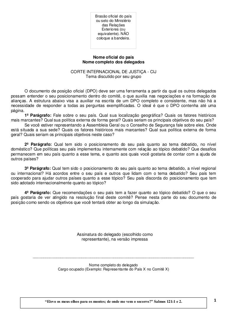 Modelo dpo documento de posição oficial