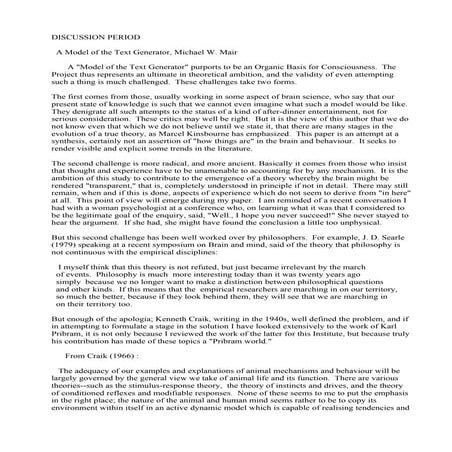 Model of the text generator | DOC | Biological Sciences | Science