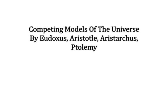 Models of astronomical phenomena | PPTX