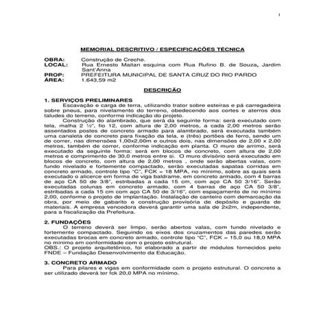 Modelo memorial simplificado | PDF