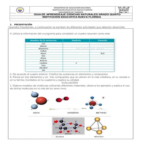 Hoja De Trabajo Sobre La Denominación De Compuestos Moleculares