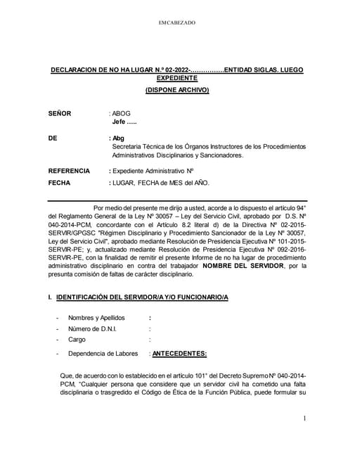 Modelo No Ha Lugar Pad Docx