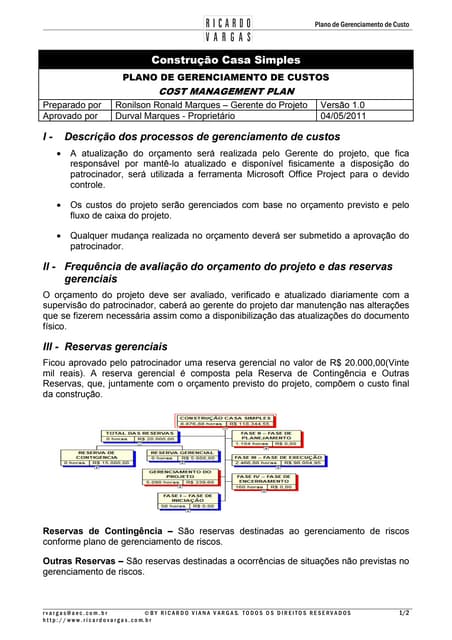 Exemplo De Plano De Gerenciamento De Projeto | PDF
