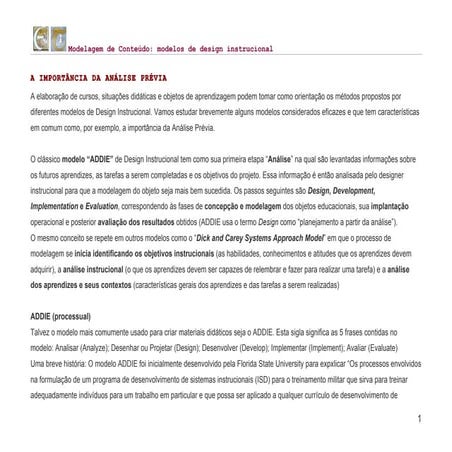 Modelos de Design Instrucional | PDF
