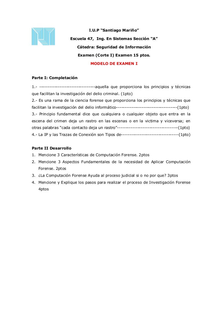 Formato De Un Examen