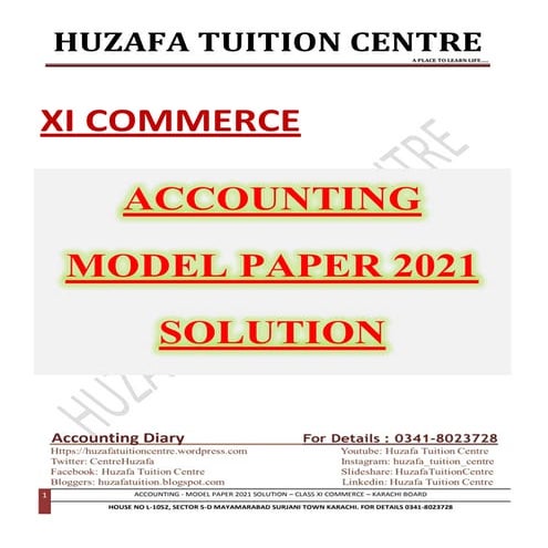 XI Acconting Model Paper Solution - Huzafa Tuition Centre | PDF