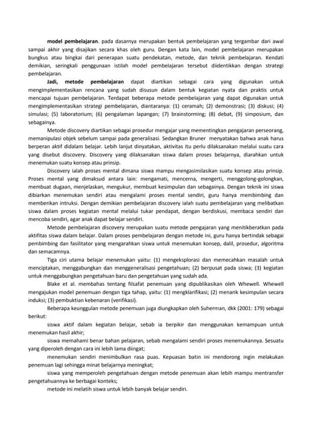 Model pembelajaran penemuan terbimbing | DOCX