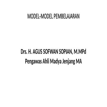 Jenis-jenis Model Pembelajaran Umum Problem Based Learning (PBL | PPTX