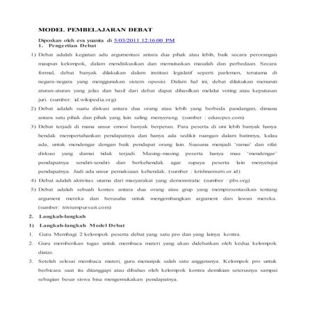 Model pembelajaran debat | PDF