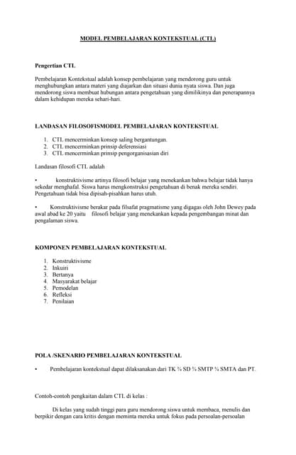 Pembelajaran Kontekstual | PPT