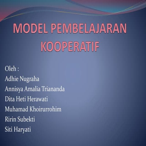 Model pembelajaran kooperatif | PPTX