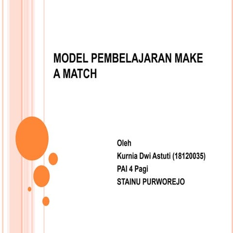 Model pembelajaran make a match | PPTX