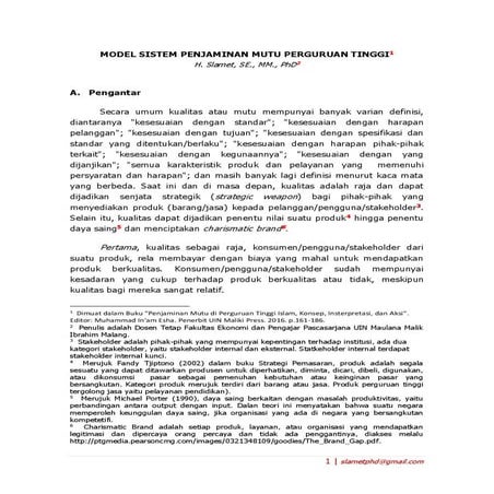 Model penjaminan mutu pt | PDF