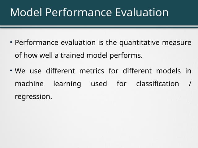 Model Performance Evaluation With Classification Model Pptx