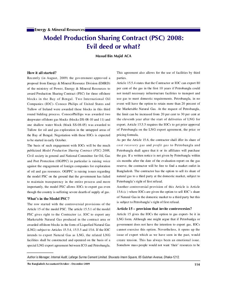 Model Production Sharing Contract 2008