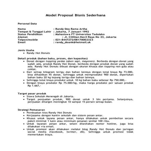 Model proposal bisnis_sederhana | DOC