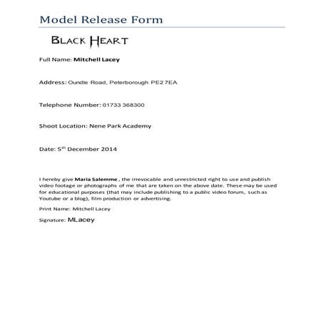 Model release form | DOCX