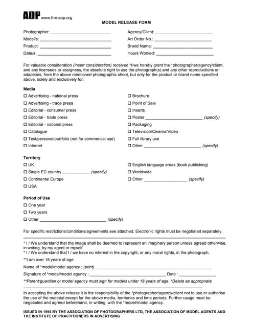 Model Release Form | PDF