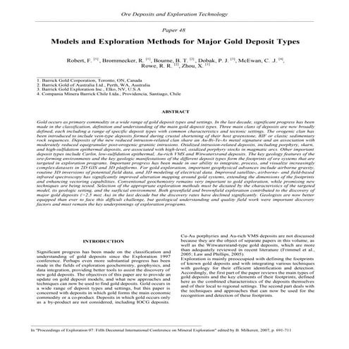 Models and exploration methods for major gold deposit types | PDF ...