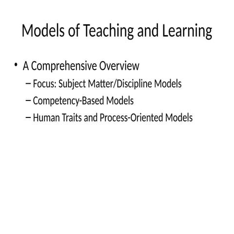 MODELS OF TEACHING | PDF