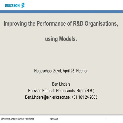 Improving the Performance of R&D Organisations, using Models | PPT ...