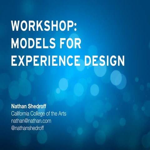 Models for experience design workshop | PDF