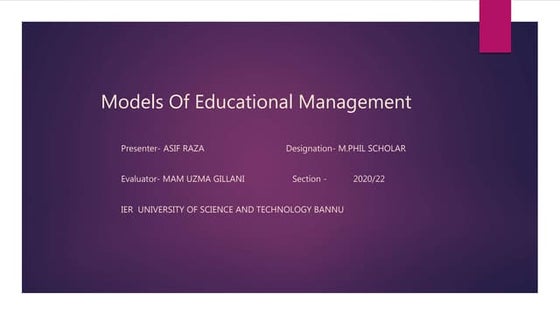Theories of Educational Management | POT | Professional School ...