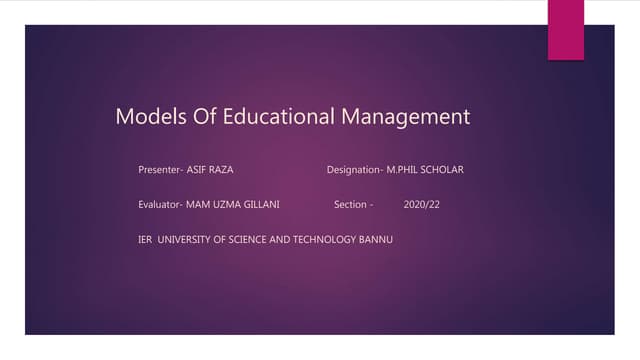 Theories of Educational Management | POT