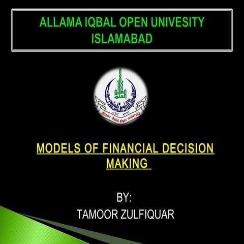 Models of Financial Decision Making in Education | PPT
