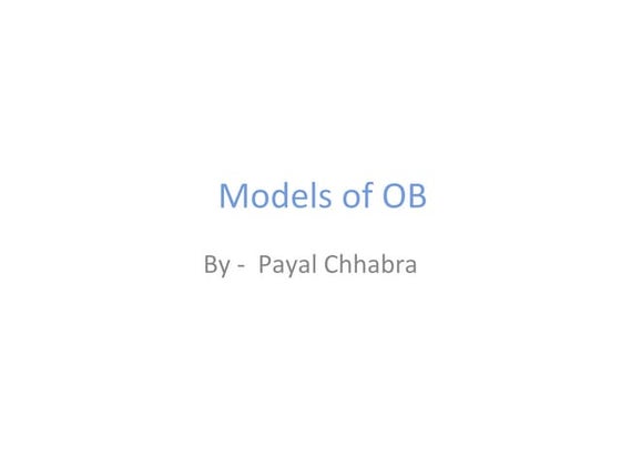 Models of Organisational Behaviour | PDF