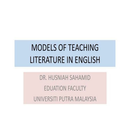 MODELS OF TEACHING LITERATURE IN ENGLISH | PDF