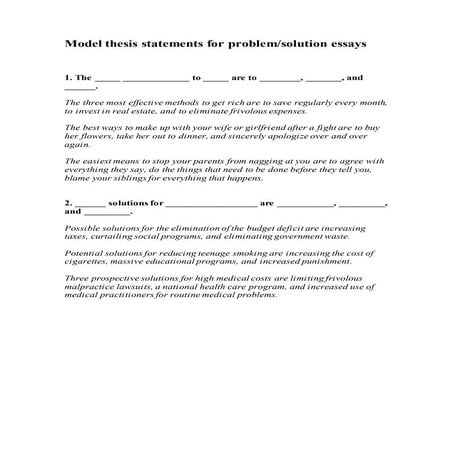 Model thesis statements for problem | DOCX