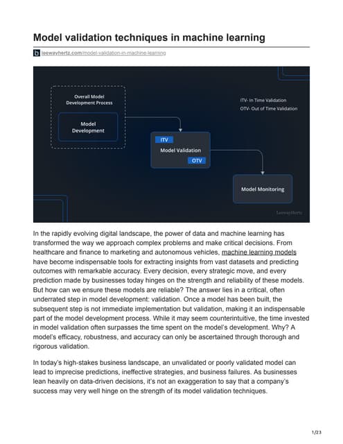Model Validation Techniques In Machine Learningpdf Technology