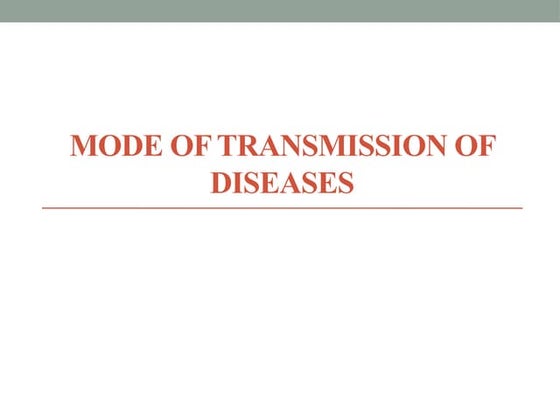 Modes of transmission | PDF